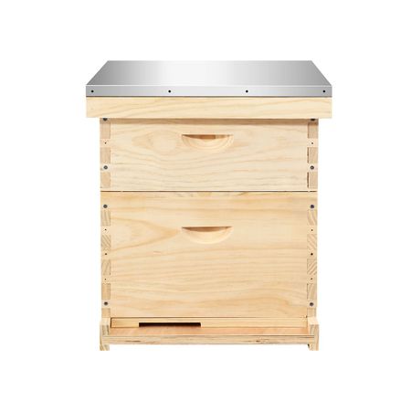 2 Layers Honey Bee Hive Box Beehive Kit Beekeeping Starter Set Backyard ...