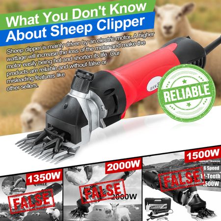 2800RPM Electric Sheep Wool Shear Clipper Livestock Hair Grooming Kit ...