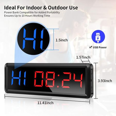 Gym Timer, LED Workout Clock, Countdown/Up Clock, 11.5" x 4" Ultra ...