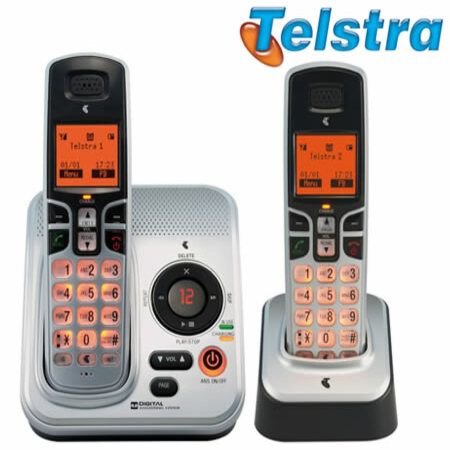Telstra 9200A DECT Cordless Telephone Twin Handset Pack with Answering ...
