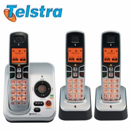 Telstra 9200A DECT Cordless Telephone Triple Handset Pack with ...