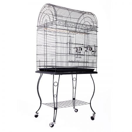 Large Stand-Alone Bird Cage on Wheels - Elegant Dome Top, Lacework ...