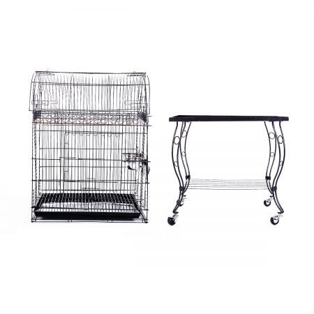 Large Stand-Alone Bird Cage on Wheels - Elegant Dome Top, Lacework ...