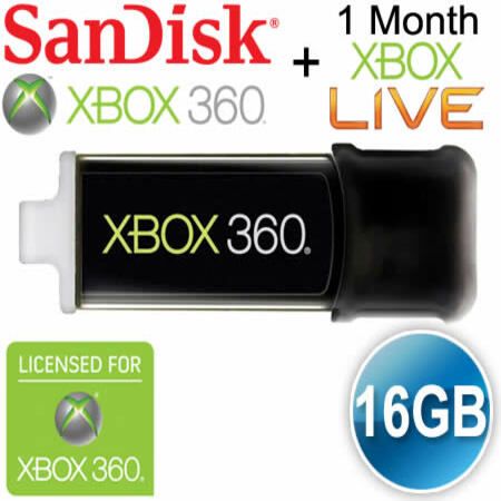 SanDisk XBOX 360 Portable USB Flash Drive 16GB + 1 Month XBOX Live GOLD ...