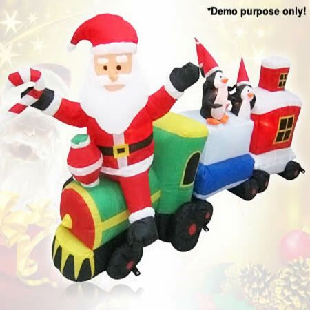 Inflatable Christmas Santa Train with Penguin Decoration with Inner ...