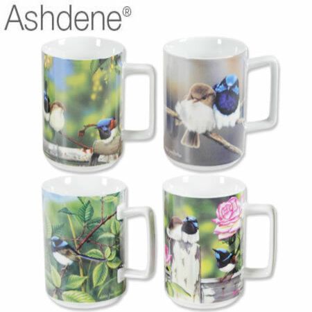 Ashdene 4 Pack Fine Porcelain Mugs - Assorted Wrens