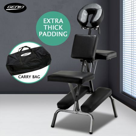 Genki Portable Massage Tattoo Chair - Aluminium - Black
