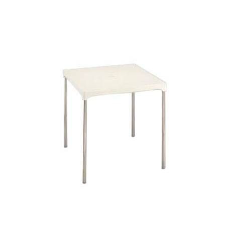 Square Table with Removable Aluminium Legs - Compact, Portable, White