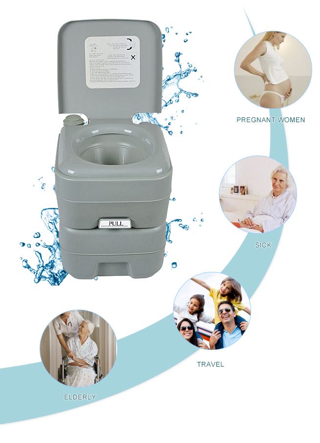 Portable Toilet - Camping Potty Restroom - 20L Square Light Gray ...