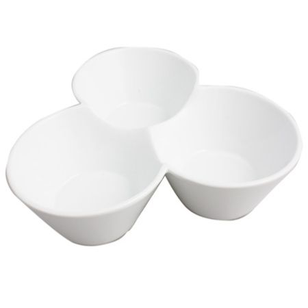 Dip Snack Bowl - Trio Divided Dish - Designed in Australia - White