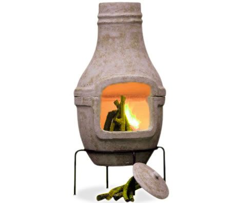 Chiminea with Grill Rack & Stand - Outdoor BBQ Fireplace - 85cm Tall