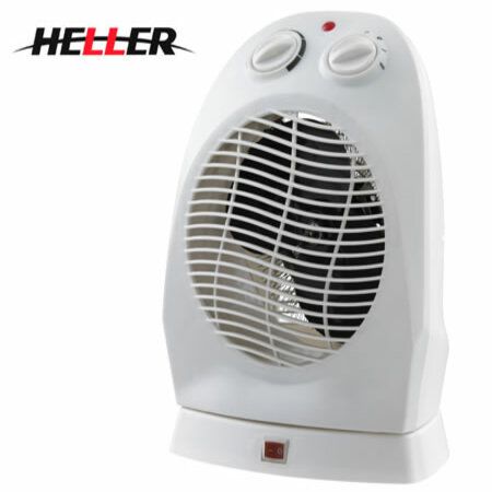 Heller Fan Heater - 2000W Electric Upright Heater with Oscillating Base