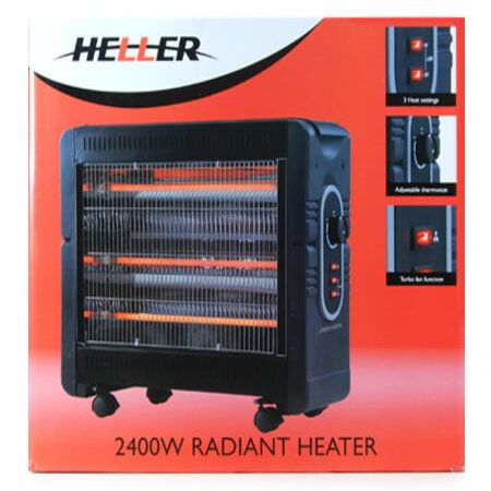 Heller Heater - 2400W Radiant with 3 Heat Settings and Turbo Fan ...