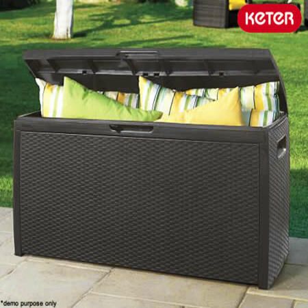 Keter Rattan Style Storage Box - 265L Capacity - Grey - Waterproof