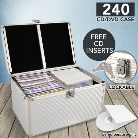 240 Disc CD/DVD/Bluray Storage Box Case with Aluminum Trim Edge