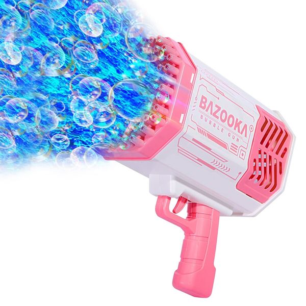 Bubble Machine Gun Pink Toys for Girls 69 Holes Bubble Guns with Thousands Bubbles and Colorful