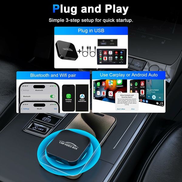 5GHz WiFi Wireless Car Adapter Wireless CarPlay & Android Auto Adapter ...
