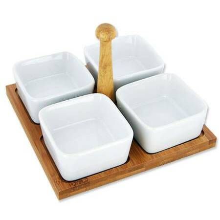 Small Snack Dish Set With Tray Stand - 4 x Dishes