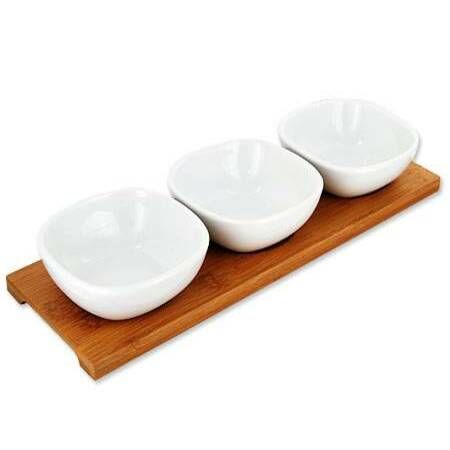 Small Snack Dish Set With Tray Stand - 3 x Dishes