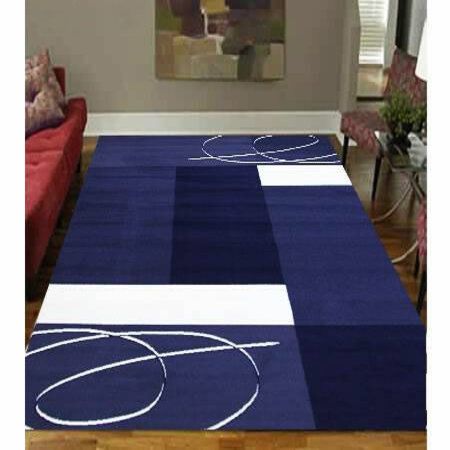 Modern Rug with Blue and White Design - 230cm x 160cm