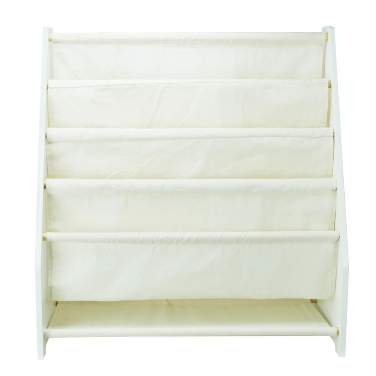 5 Level Tier Childrens Canvas Book Shelf Display Unit - White | Crazy Sales