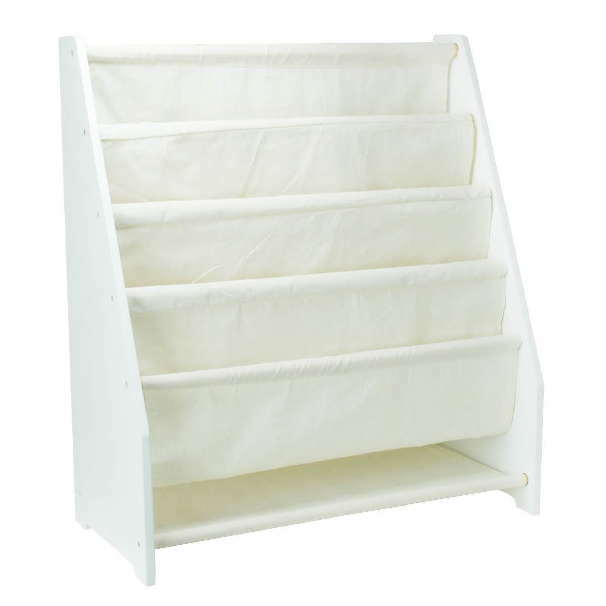 5 Level Tier Childrens Canvas Book Shelf Display Unit - White | Crazy Sales