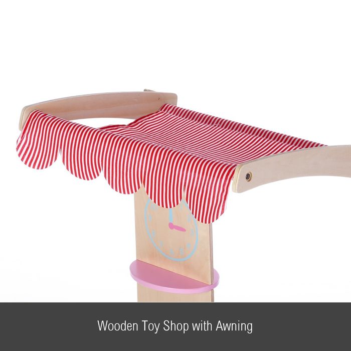 Kids Wooden Marketplace Stand Market Stall Pretend Play Toy with Awning ...