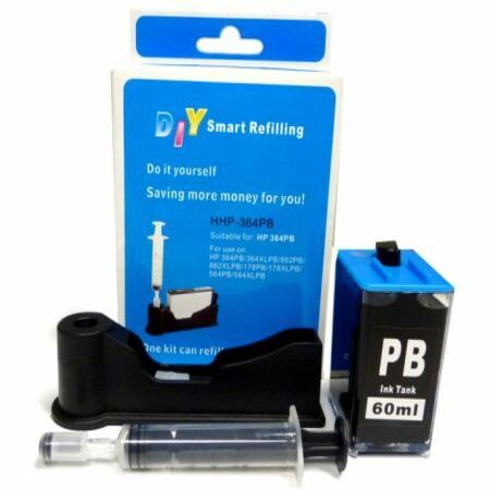 DIY Ink Refill Kit for HP 564 Photo Black Inkjet Printer Cartridge - 20 ...
