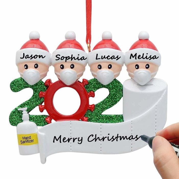 2020 Christmas Tree Hanging Ornament Kit Personalized 4 Family Members ...