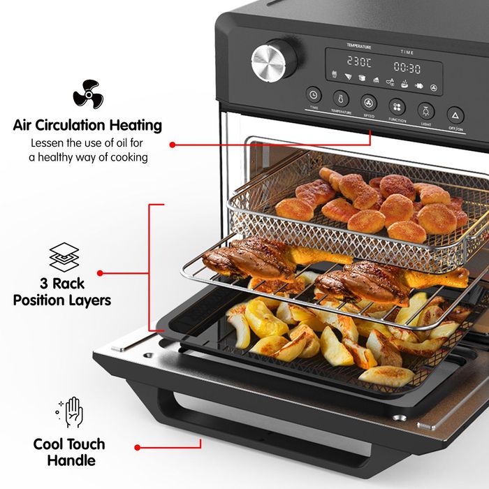 Pronti 18L 1500W Electric Air Fryer Multi Cooker Oven Black | Crazy Sales