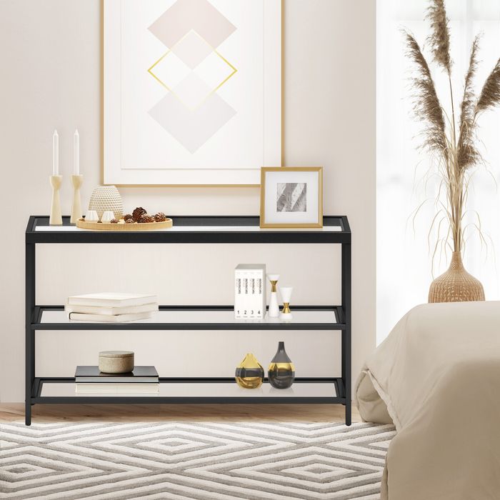Black Console Sofa Table Hallway Entrance Entryway Display Stand Living ...