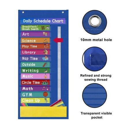 Kids Daily Schedule Pocket Chart Blue Class Schedule Pocket Classroom ...