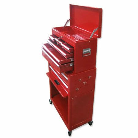 2 Piece Mechanic Handyman 8 Drawer Tool Box Tool Chest on Wheels - Red ...