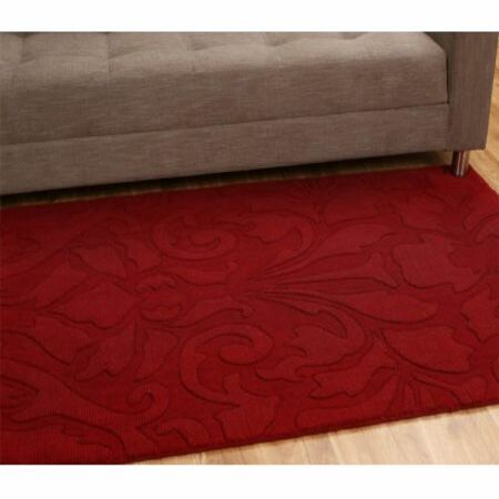 Damask Embossed Red Rug 165x115cm - CrazySales.com.au | Crazy Sales