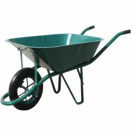 Wheelbarrow - 65 Litre Garden Cart with 130kg Max Capacity - Green ...