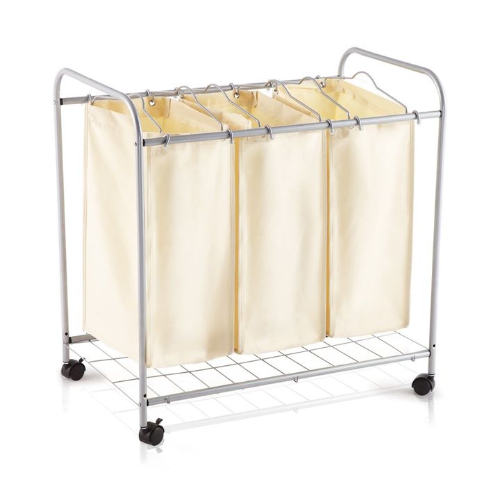 3 Compartment Laundry Basket Trolley | Crazy Sales
