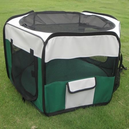 Six Panel Portable Pet Kennel- Green
