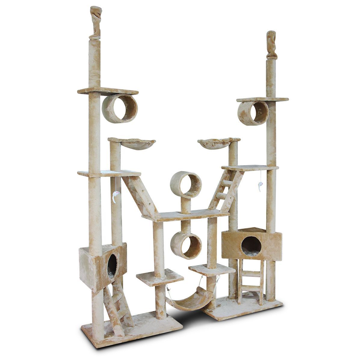 Cat Tree 244cm Multi Level Gym Play Centre with Hammock - Plush ...