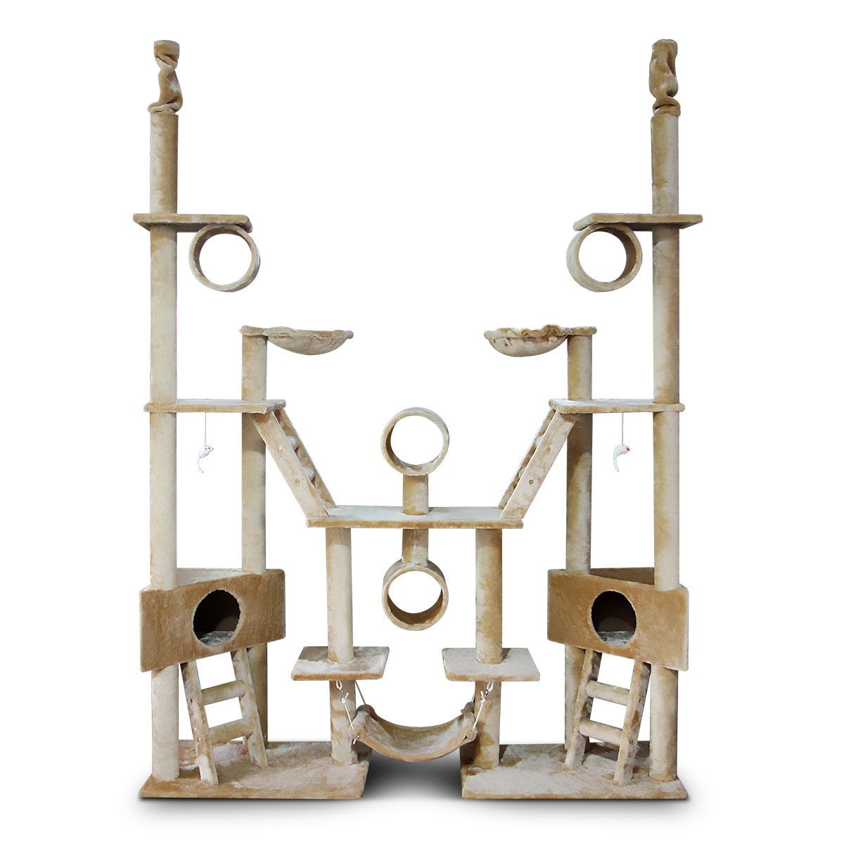 Cat Tree 244cm Multi Level Gym Play Centre with Hammock - Plush ...