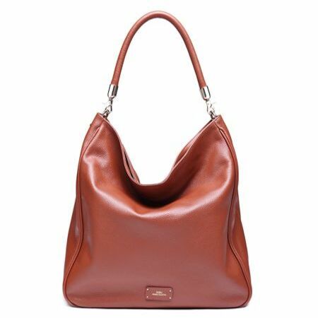 Medium Camel Color Leather Tote Handbag
