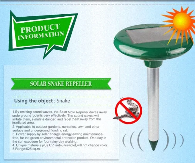 Set of 4 Solar Powered Snake Repellent with Battery Case | Crazy Sales