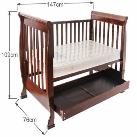3-in-1 Baby Cot & Changing Table (Walnut) | Crazy Sales