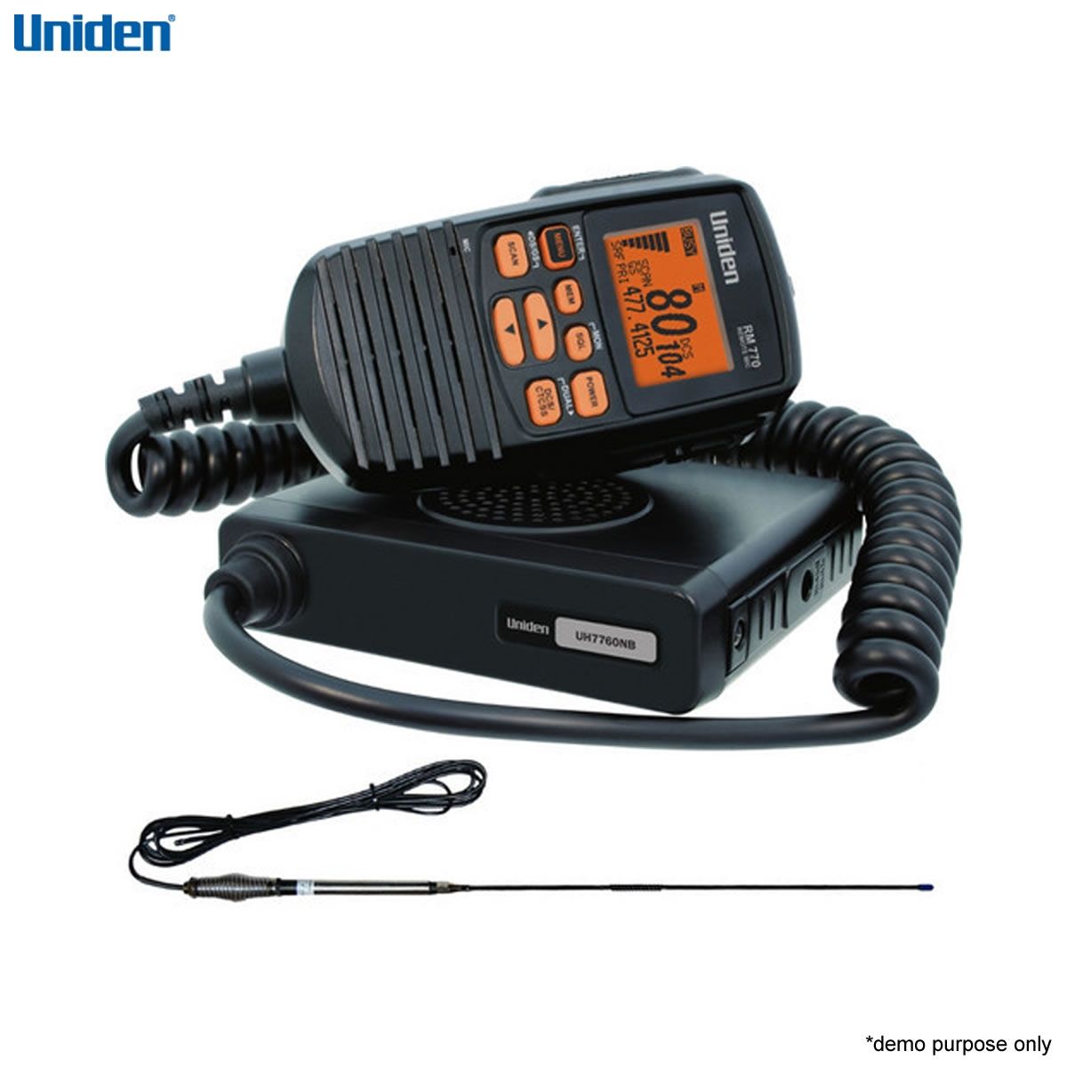 Uniden Compact UHF 80 Channel CB Mobile w/Antenna & Remote Speaker Mic