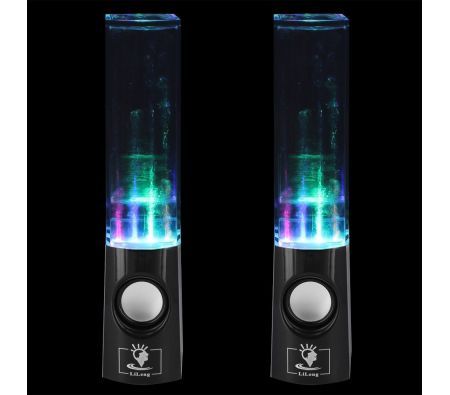 Dancing Water Show LED Light Music Fountain Speaker 3.5mm USB Black