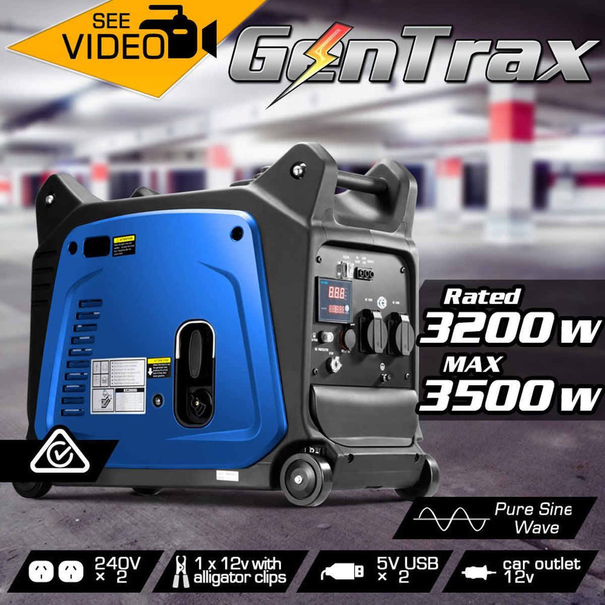 Free shipping! GenTrax 3.2kVA Pure Sine Wave Inverter Generator