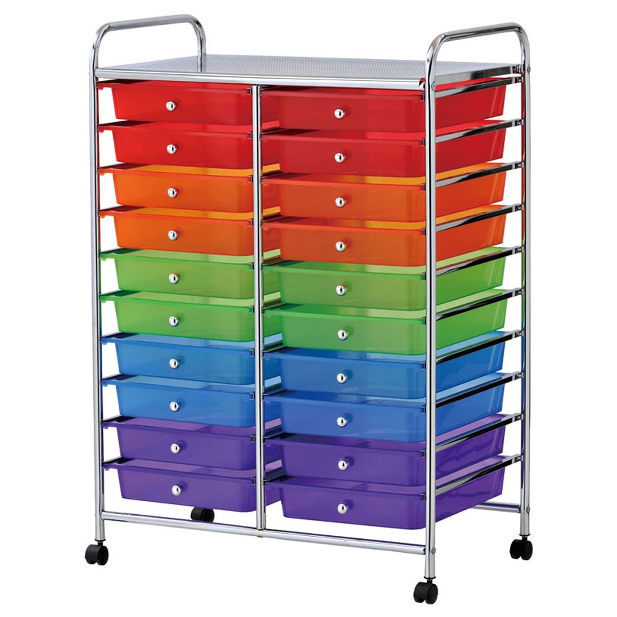 20 Drawer Multi-Colour Storage Trolley