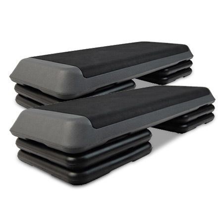 Set of 2 Black and Grey Professional Aerobic Steps | Crazy Sales