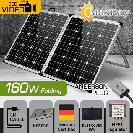Free Shipping! MaxRay 12V 160W Folding Solar Panel Kit