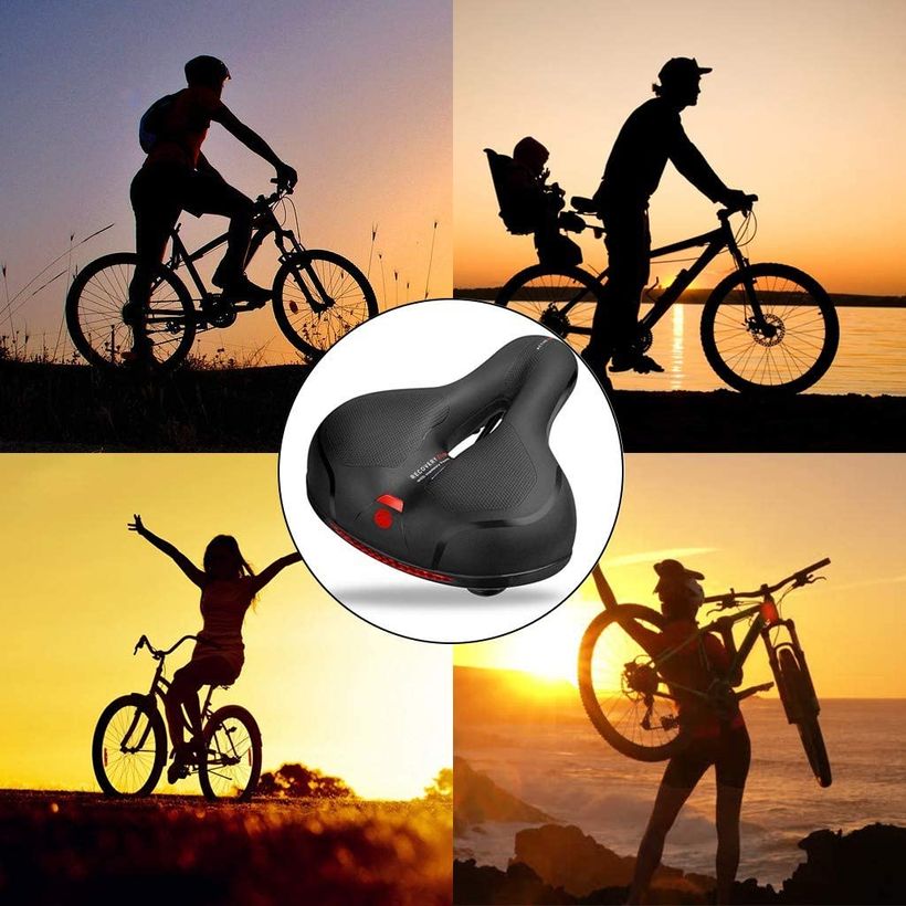 Memory Foam Bike Seat for Women or Men Bicycle Saddle Replacement Padded Soft High Density Memory Foam with Dual Shock Absorbing Rubber Balls Suspension Universal Fit for Indoor Outdoor Bikes