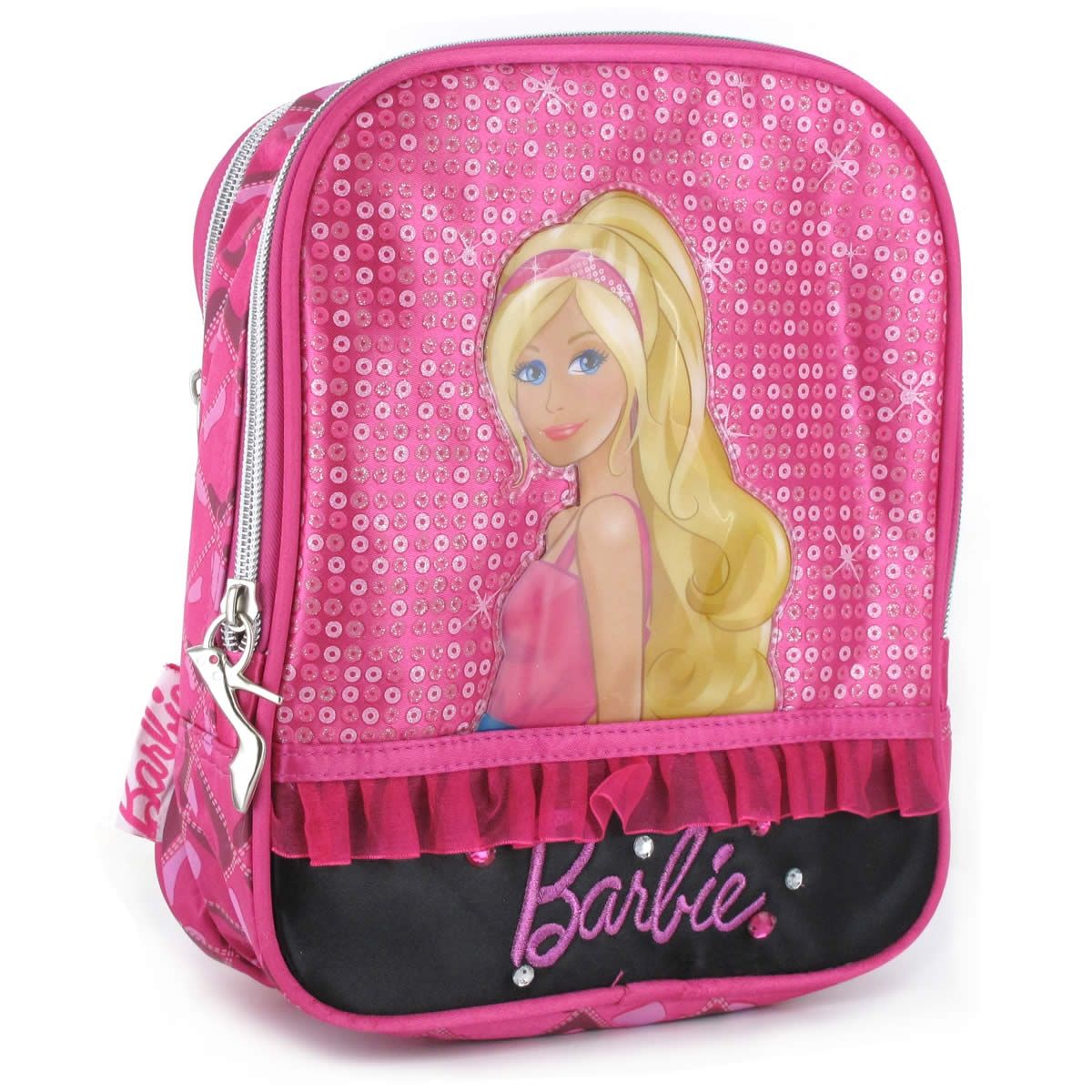 Barbie Drag-Along Luggage Bag with Small Backpack & Make Up Bag - Pink ...